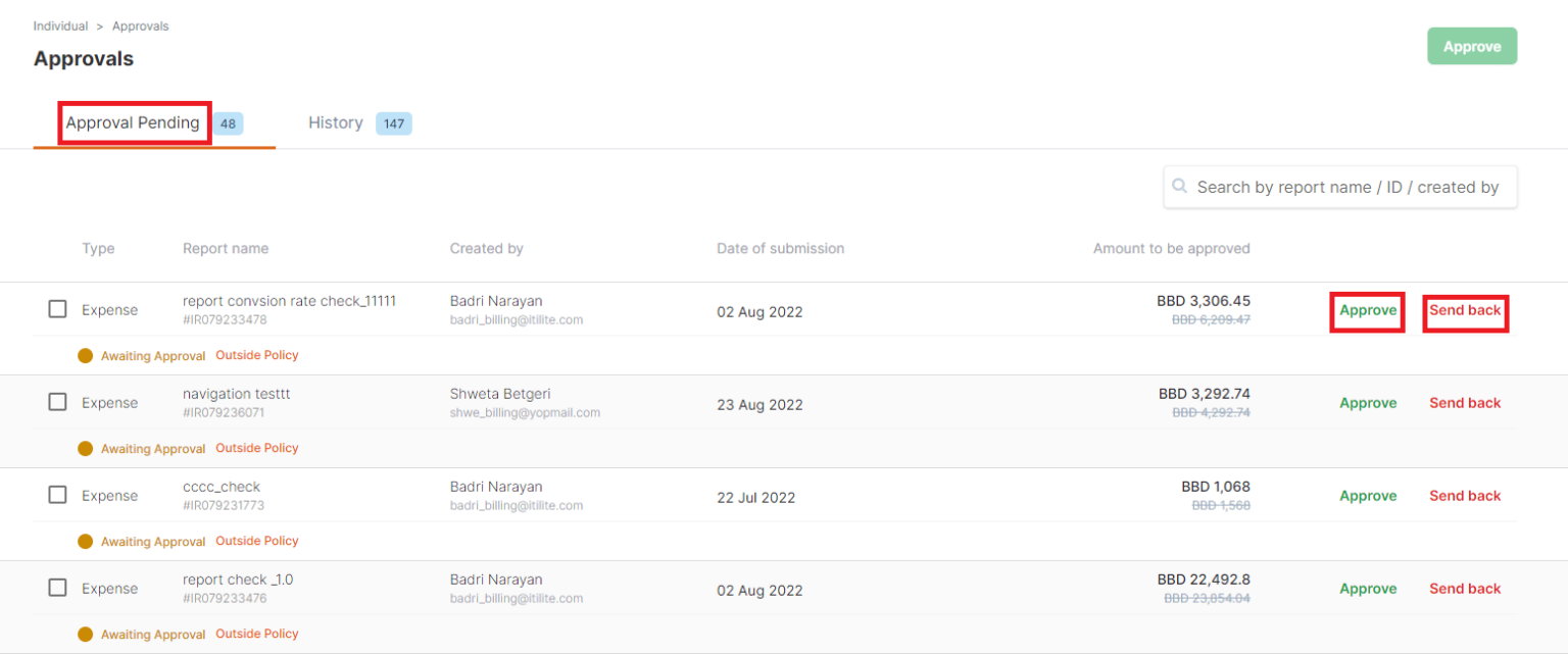 Itilite Expense Approvals