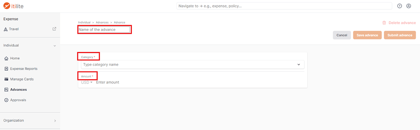How to create advances?